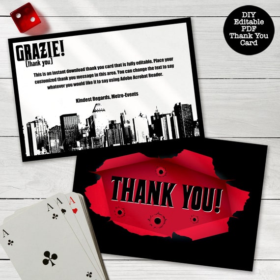 Mobster Thank You Cards, Mob Party Thank you cards by Metro-Events ...