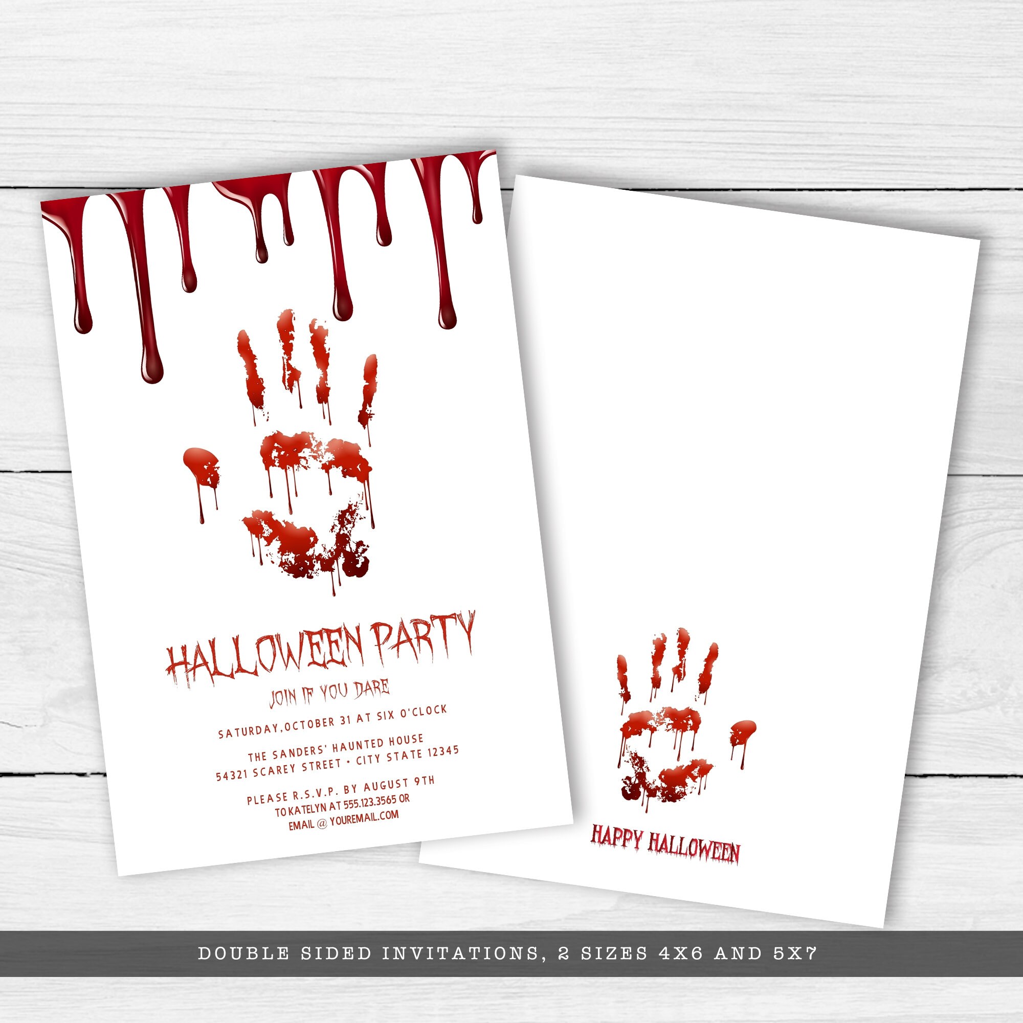 Bloody Halloween Invitations, Halloween Invitations, Halloween Birthday ...
