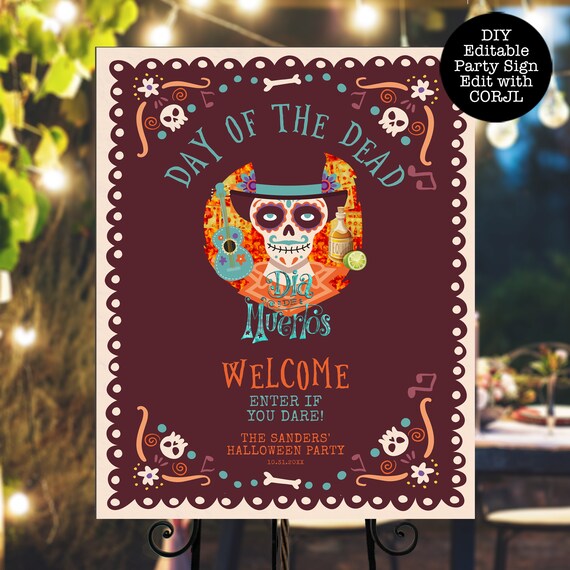 Day of The Dead Welcome Signs, Dia de Los Muertos Signs, Day of the ...