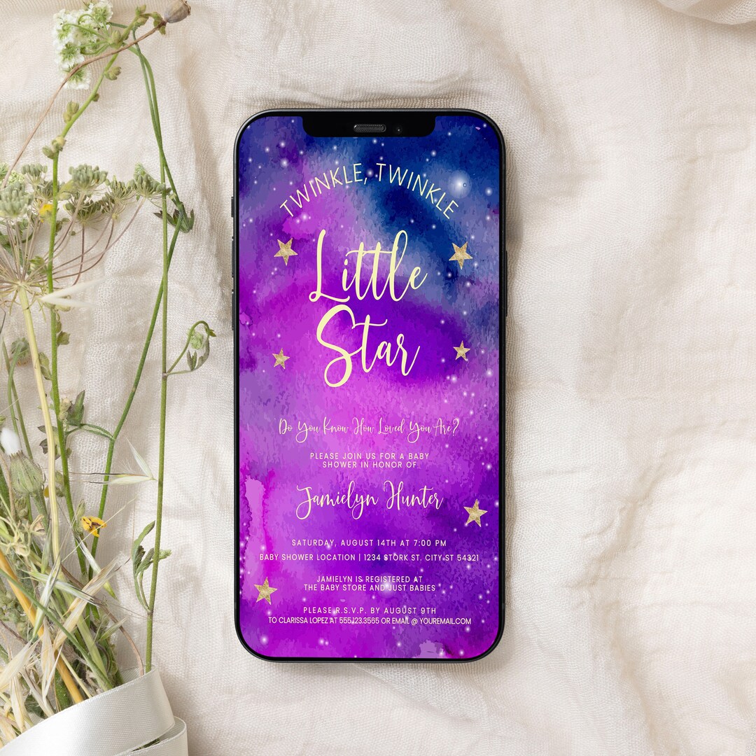 Editable Purple Watercolor Twinkle Twinkle Little Star Baby - Etsy