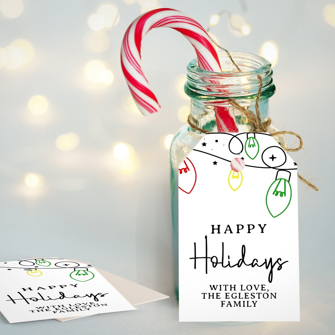 Christmas Lights Gift Tags Holiday Gift Tags Editable Favor - Etsy