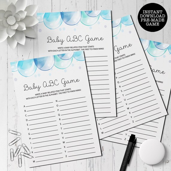 Balloon Baby Shower Game, ABC Baby Shower Game, Instant Download ...