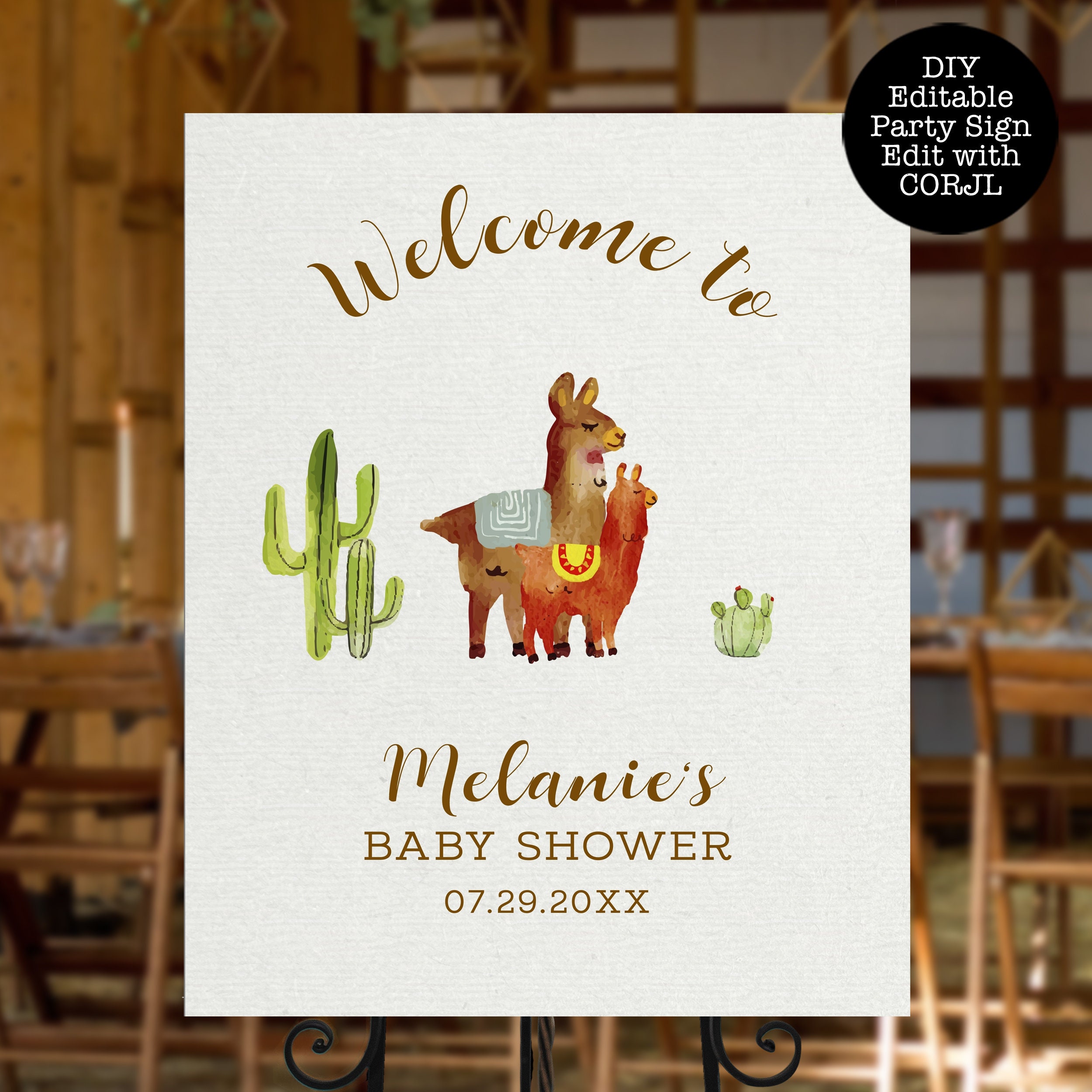 Llama Baby Shower Welcome Sign Alpaca Printable Sign Custom | Etsy