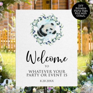Panda Baby Shower Welcome Sign Printable Sign Custom Welcome - Etsy