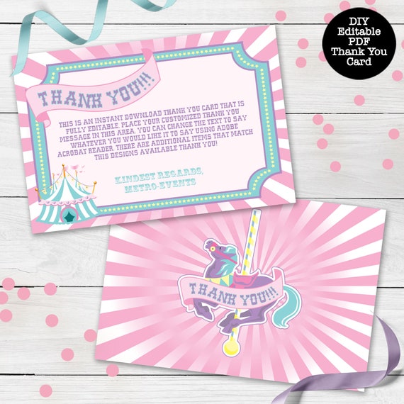 Pastel Carnival Thank You Cards, Carnival Thank You Notes, Circus or ...