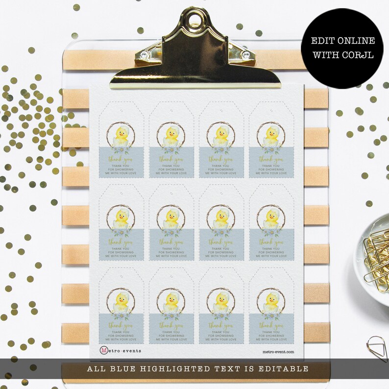 Baby Chick Favor Tag, Baby Shower Gift Tags, Printable Favor Tags ...