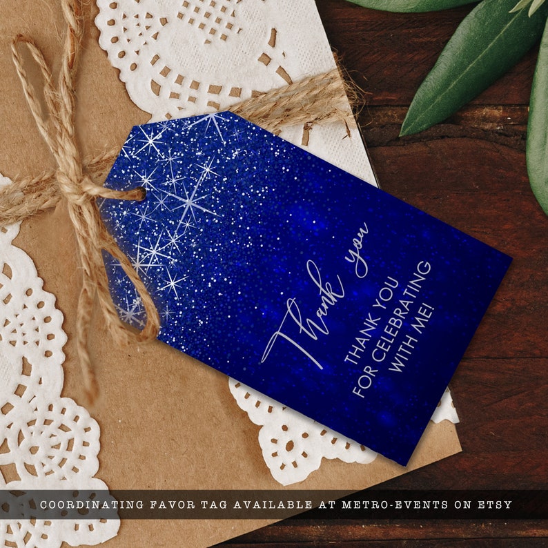 Royal Blue Glitter Thank You Card Blue Thank You Card Custom - Etsy