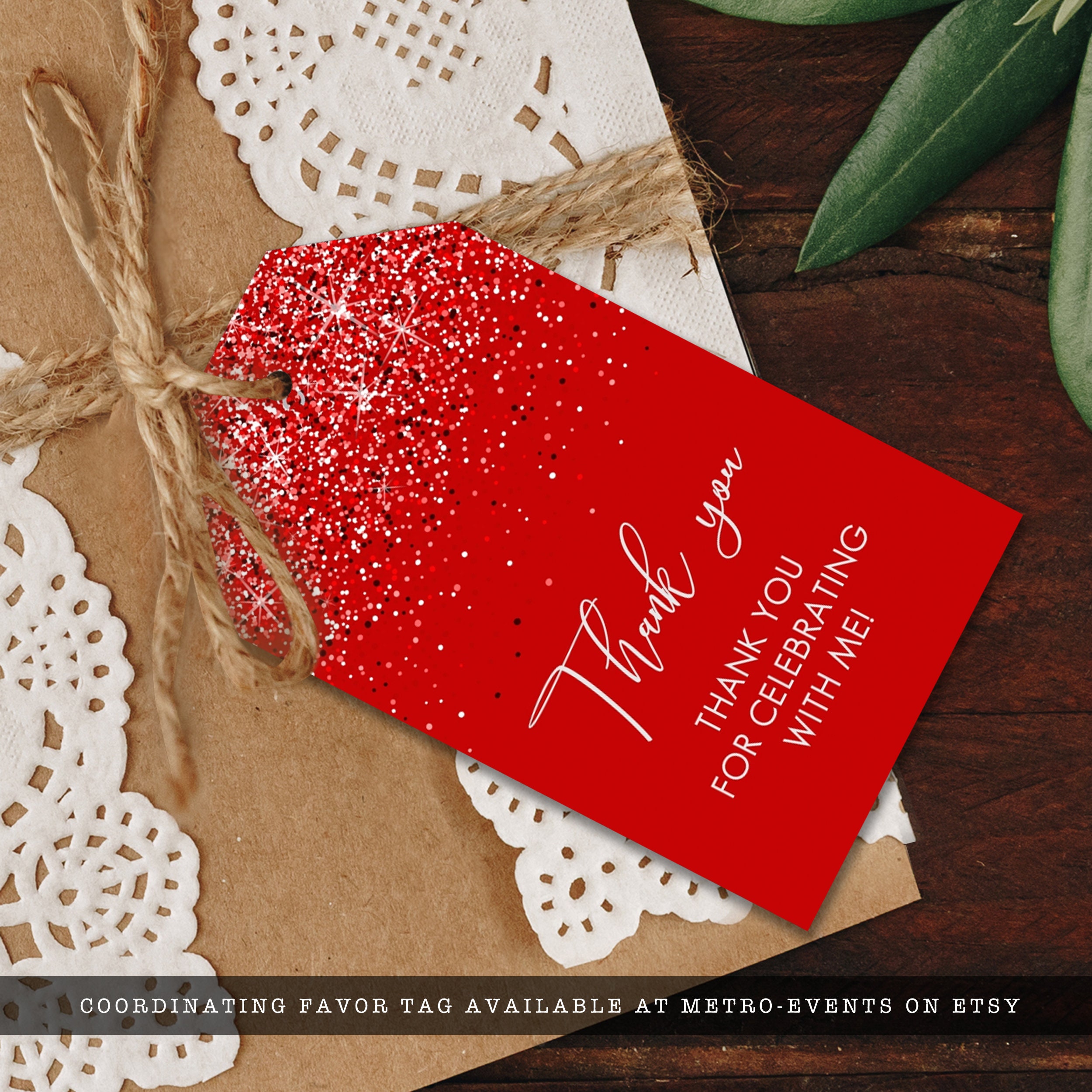 Red Glitter Thank You Card: Customizable Corjl Template (digital) - Etsy