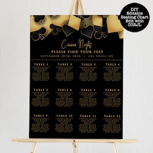 Casino Night Custom Seating Chart, Printable Seating Chart Sign ...