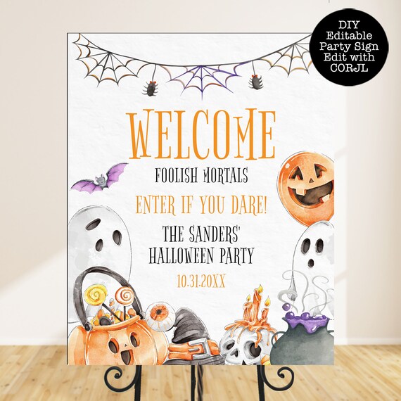 Spider Web Halloween Welcome Signs, Trick or Treat Halloween Signs ...