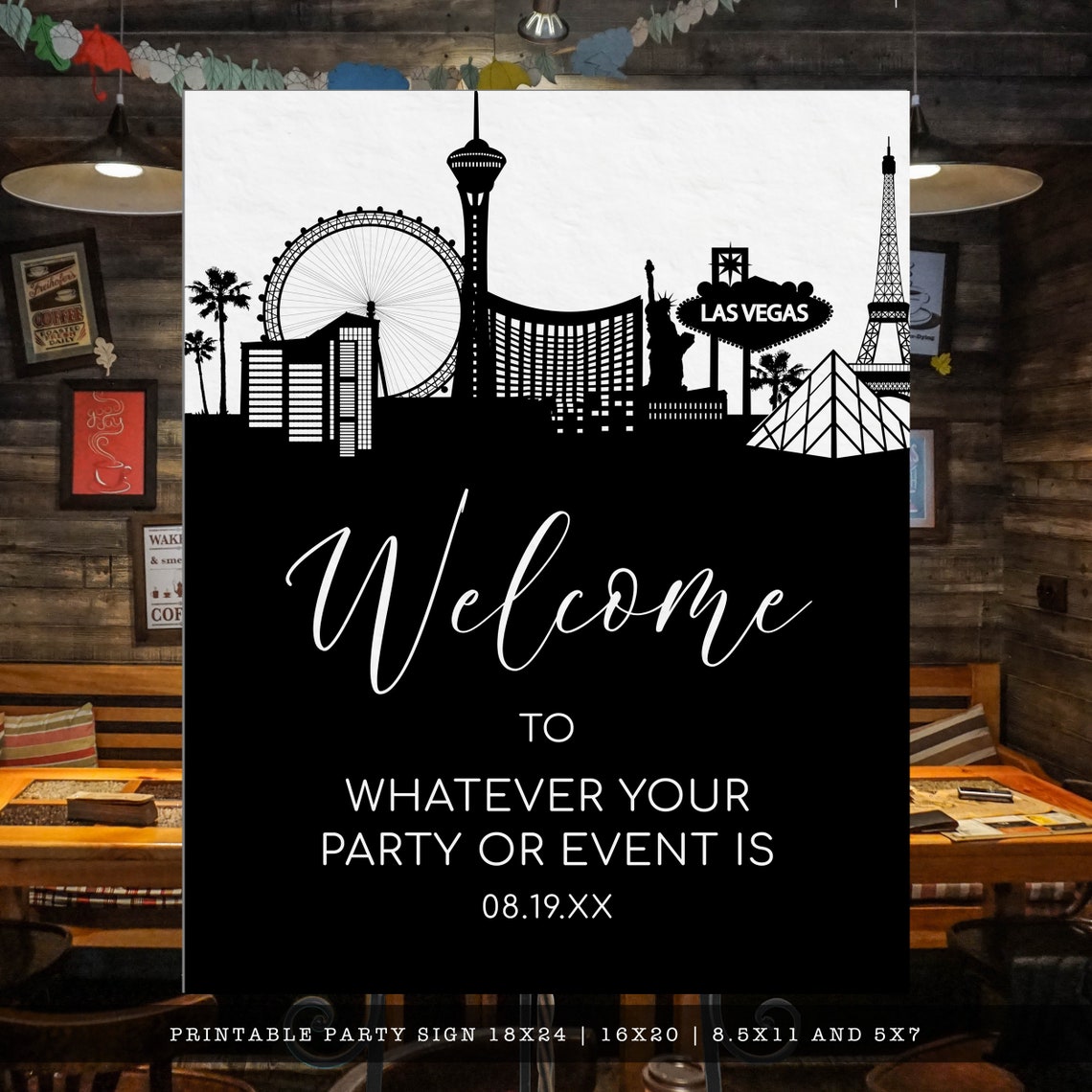 Las Vegas Themed Welcome Signs Vegas Welcome Sign Printable | Etsy