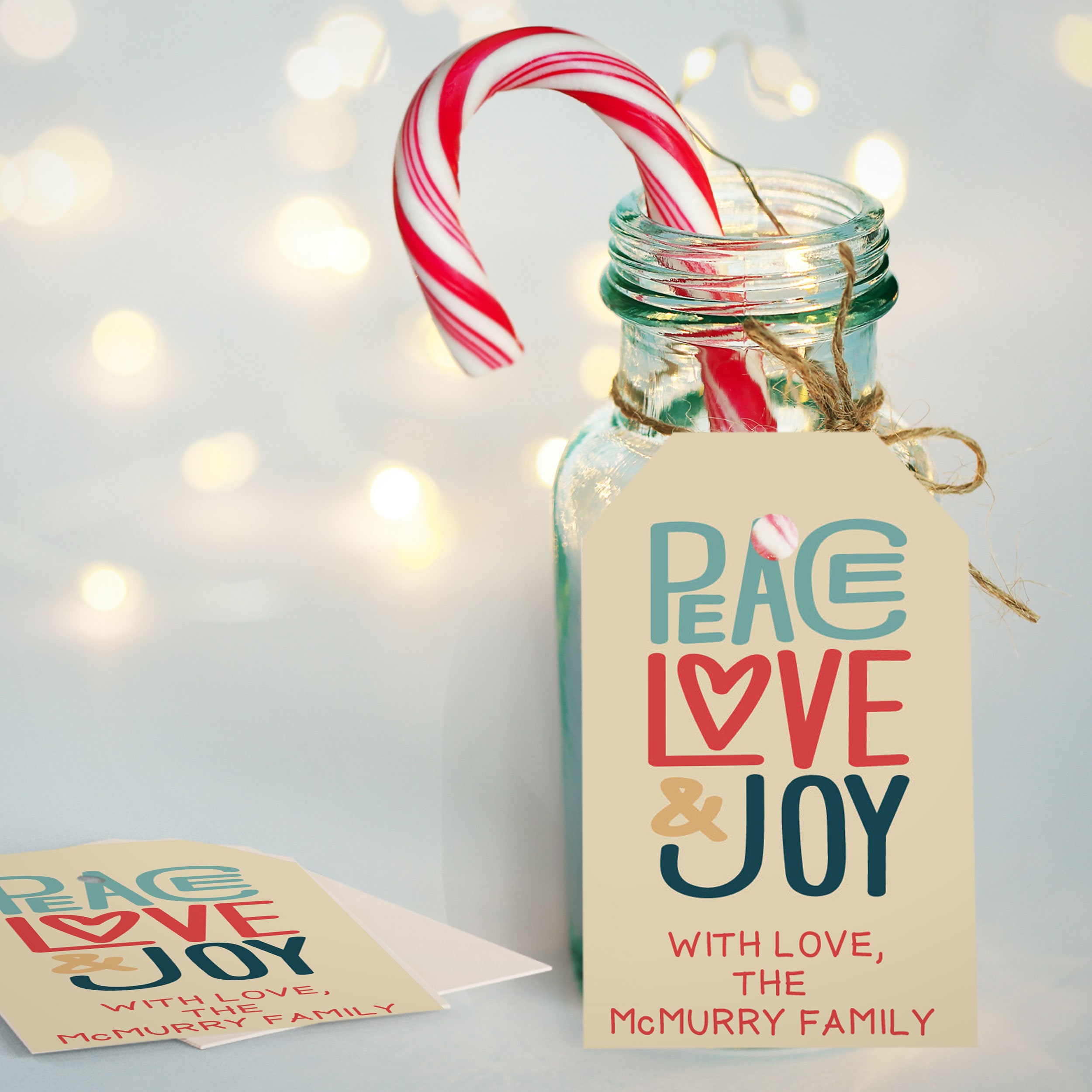 Holiday Gift Tags Peace Love and Joy Favor Tags Printable | Etsy