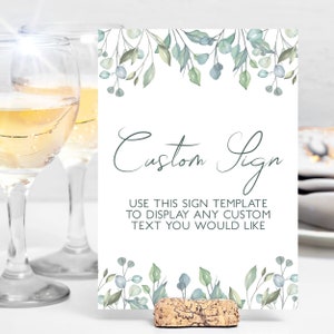 Green Botanical Custom Sign Printable Party Sign Greenery - Etsy