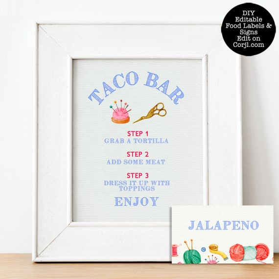 Craft Themed Food Signs, Food Label, Craft Party Food Signs, Food Table ...