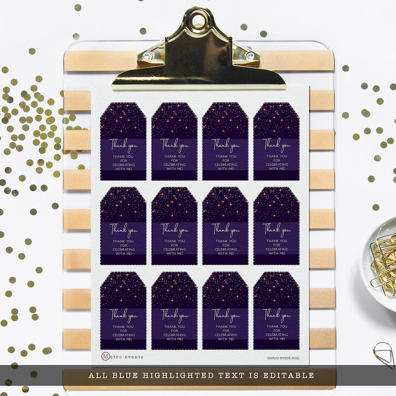 Purple and Gold Favor Tags Purple Glitter Tag Purple Glitter - Etsy