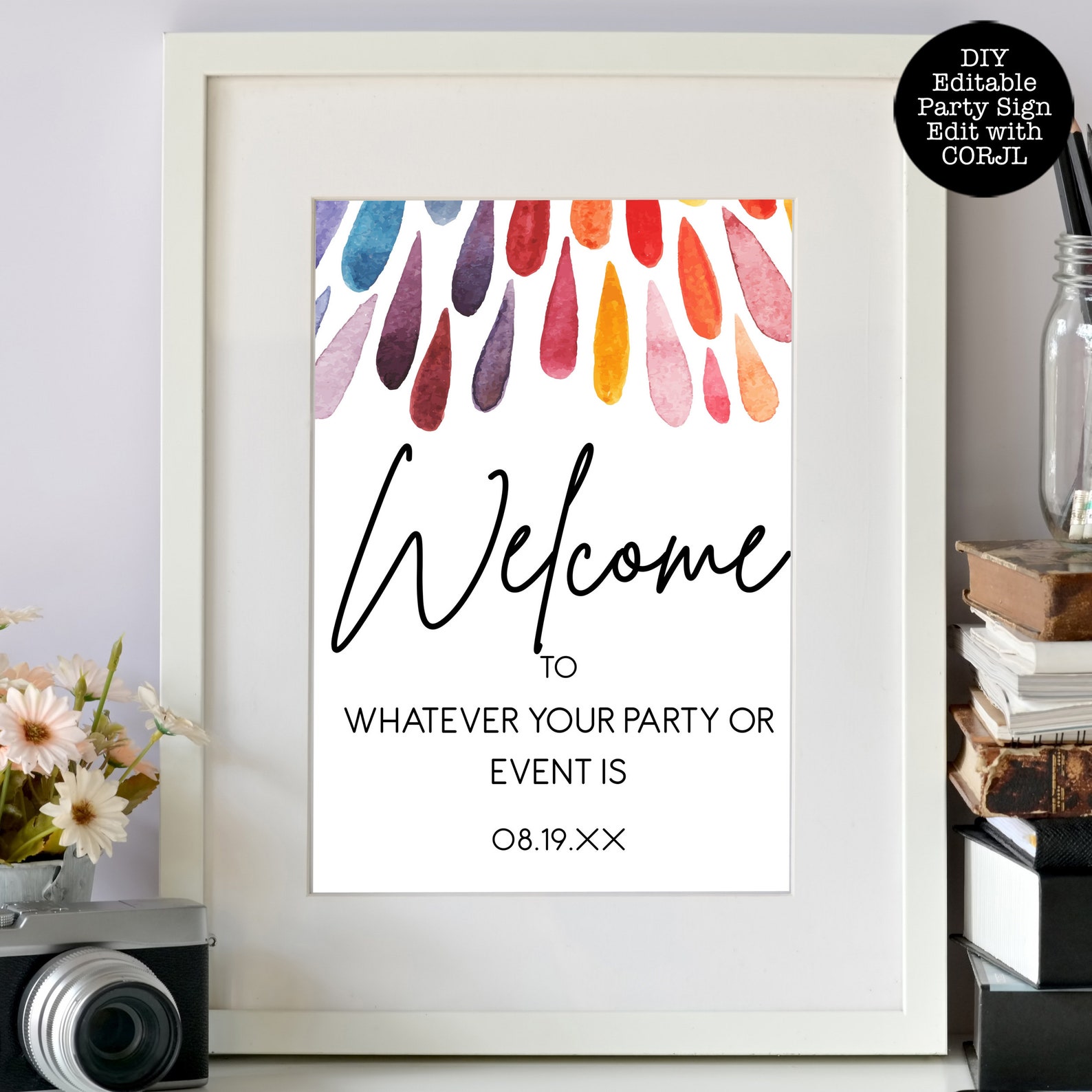 Printable Rainbow Welcome Signs Rainbow Party Sign Editable - Etsy