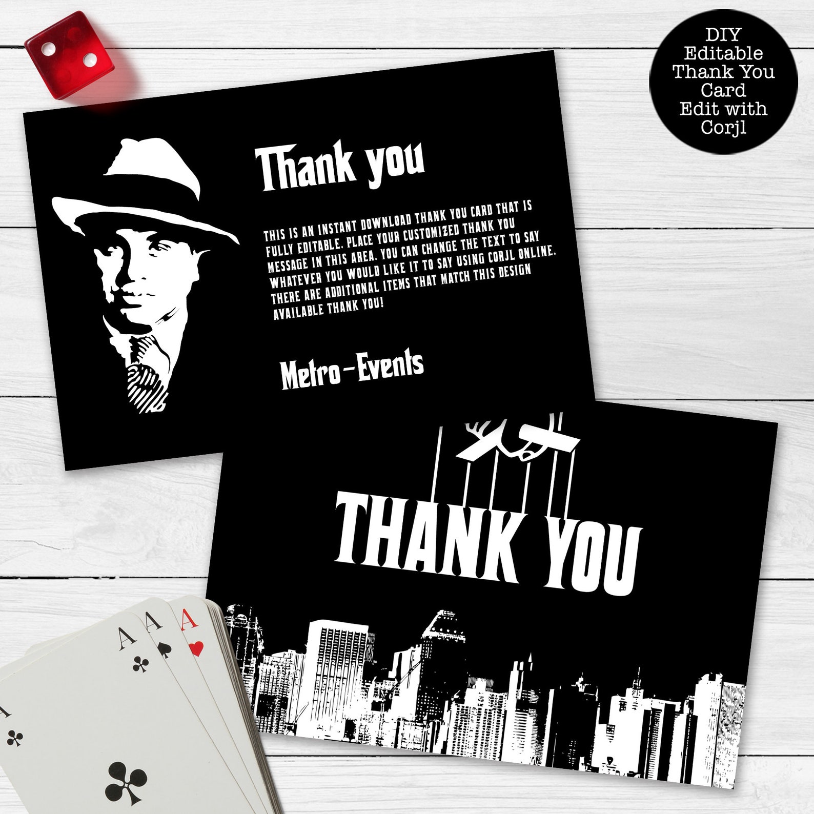 Mobster Thank You Cards Mob Party Thank You Cards Gangster - Etsy