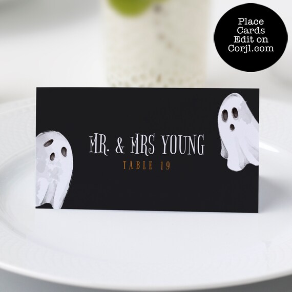 Ghost Halloween Place Card, Halloween Escort Cards, Ghost Place Cards ...