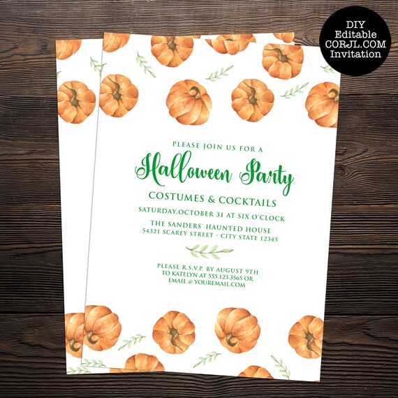 Editable Fall Festival Invites, Editable Halloween Invitations, Fall ...