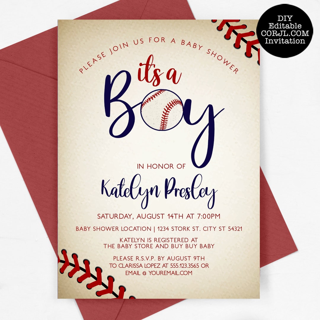 Baseball Baby Shower Invitation, Sports Baby Shower Invitation ...