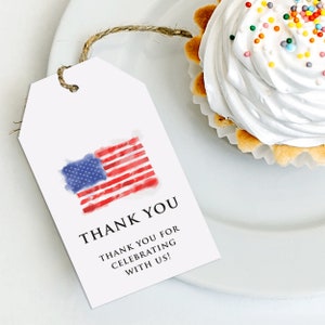 American Flag Favor Tags, Patriotic Tags, Red and Blue Favor Tag ...