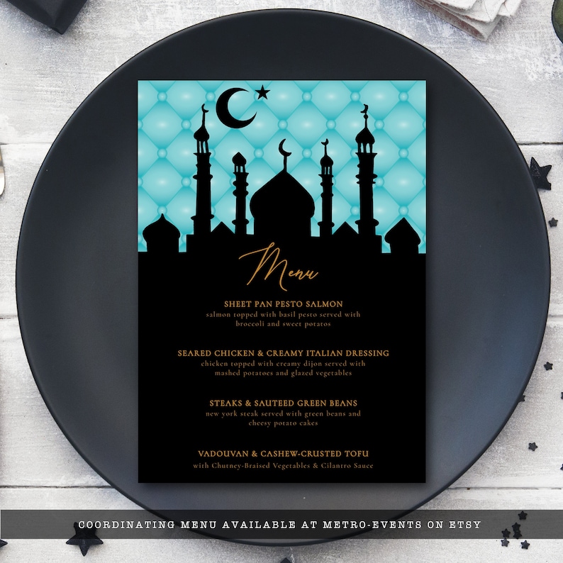 Teal Arabian Night Themed Party Invitations Printable - Etsy