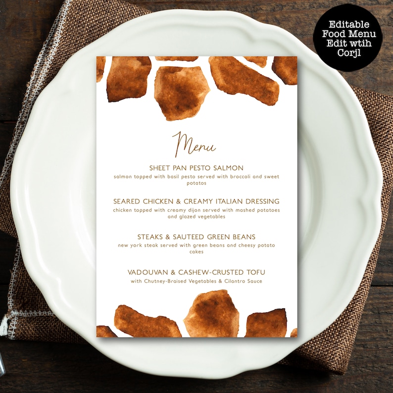 Safari Food Menu Animal Print Menu Custom Dinner Menu - Etsy
