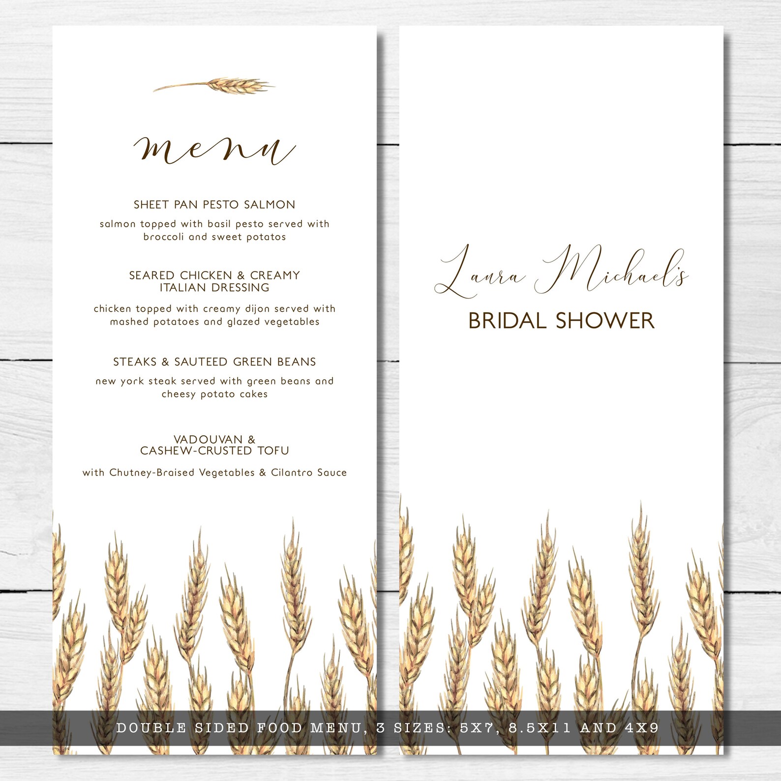 Country Wheat Food Menu Rustic Menu Food Menu Dinner Menu - Etsy