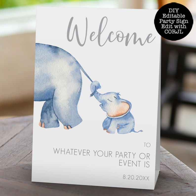 Baby Elephant Welcome Sign Baby Shower Sign Custom Welcome | Etsy