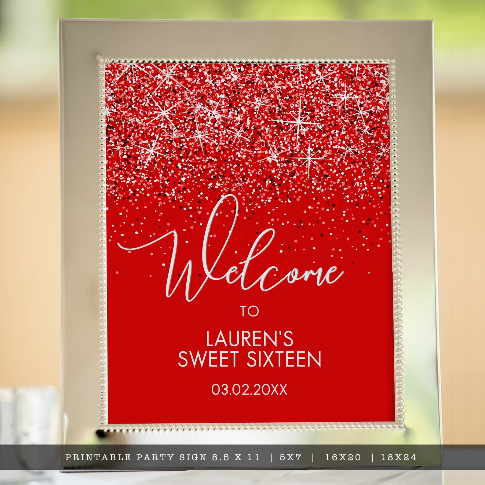 Red Welcome Signs Editable Party Signs Instant Download | Etsy