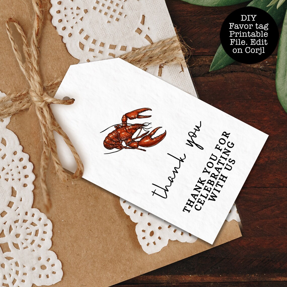 Lobster Favor Tags Sea Creature Tags Red and Black Favor - Etsy