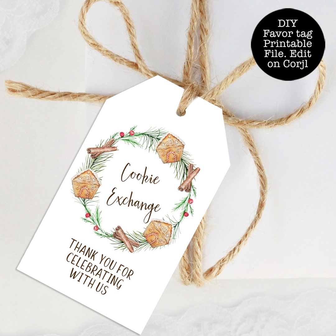 Christmas Gift Tag, Cookie Exchange Tag, Editable Christmas Tag ...