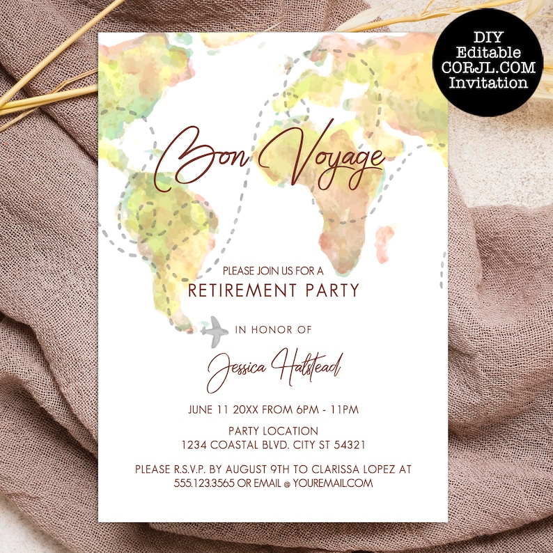 Travel Retirement Party Invitation Traveling Party Invite - Etsy