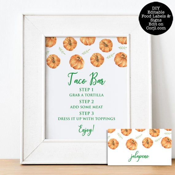 Editable Food Labels, Buffet Table Sign, Little Pumpkin Birthday ...