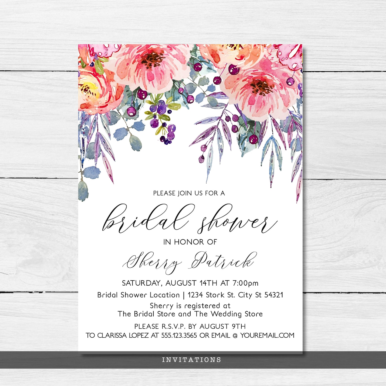 Bright Floral Bridal Shower Invitations Floral Bridal - Etsy