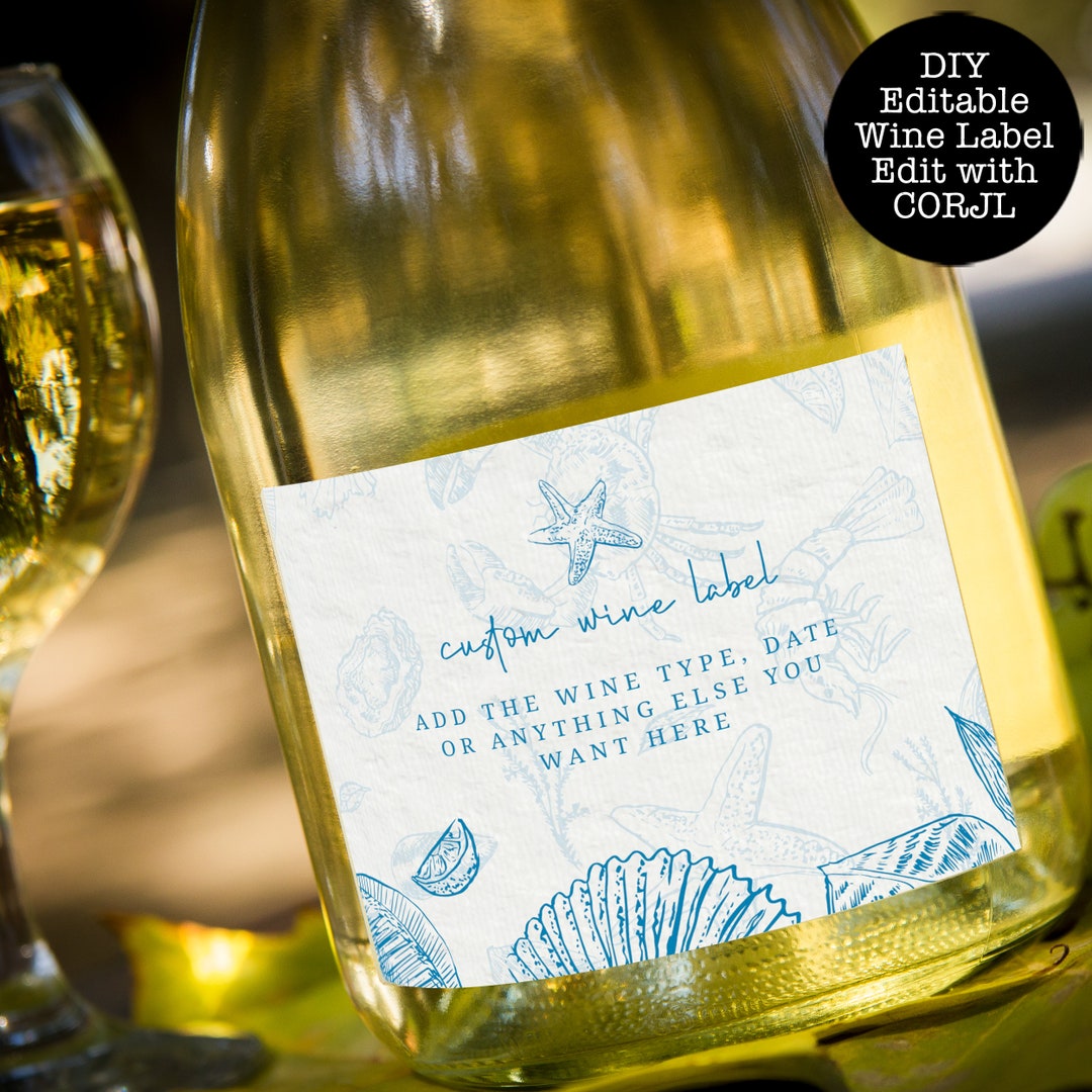 Beach Wine Labels, Printable Wine Label, Custom Wine Labels, Corjl ...