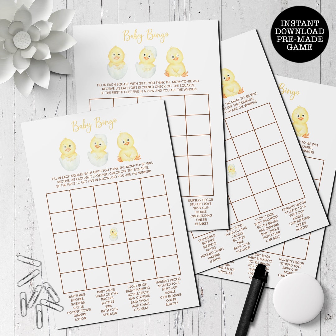 Baby Chick Bingo Game: Printable Baby Shower (instant Download) - Etsy