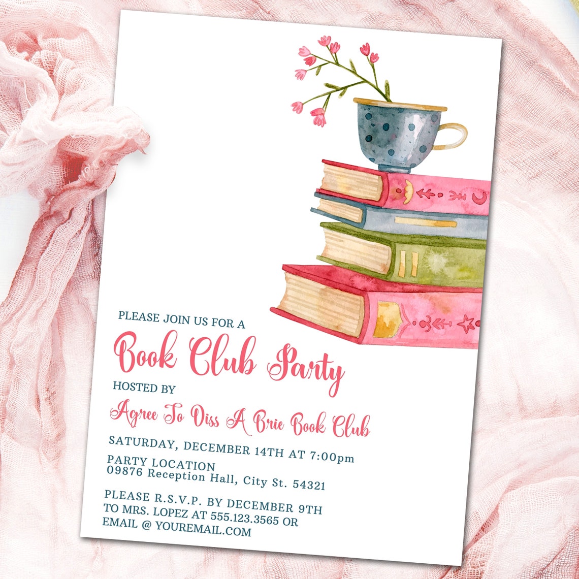 Vintage Book Club Invitation Book Party Invitation Floral - Etsy