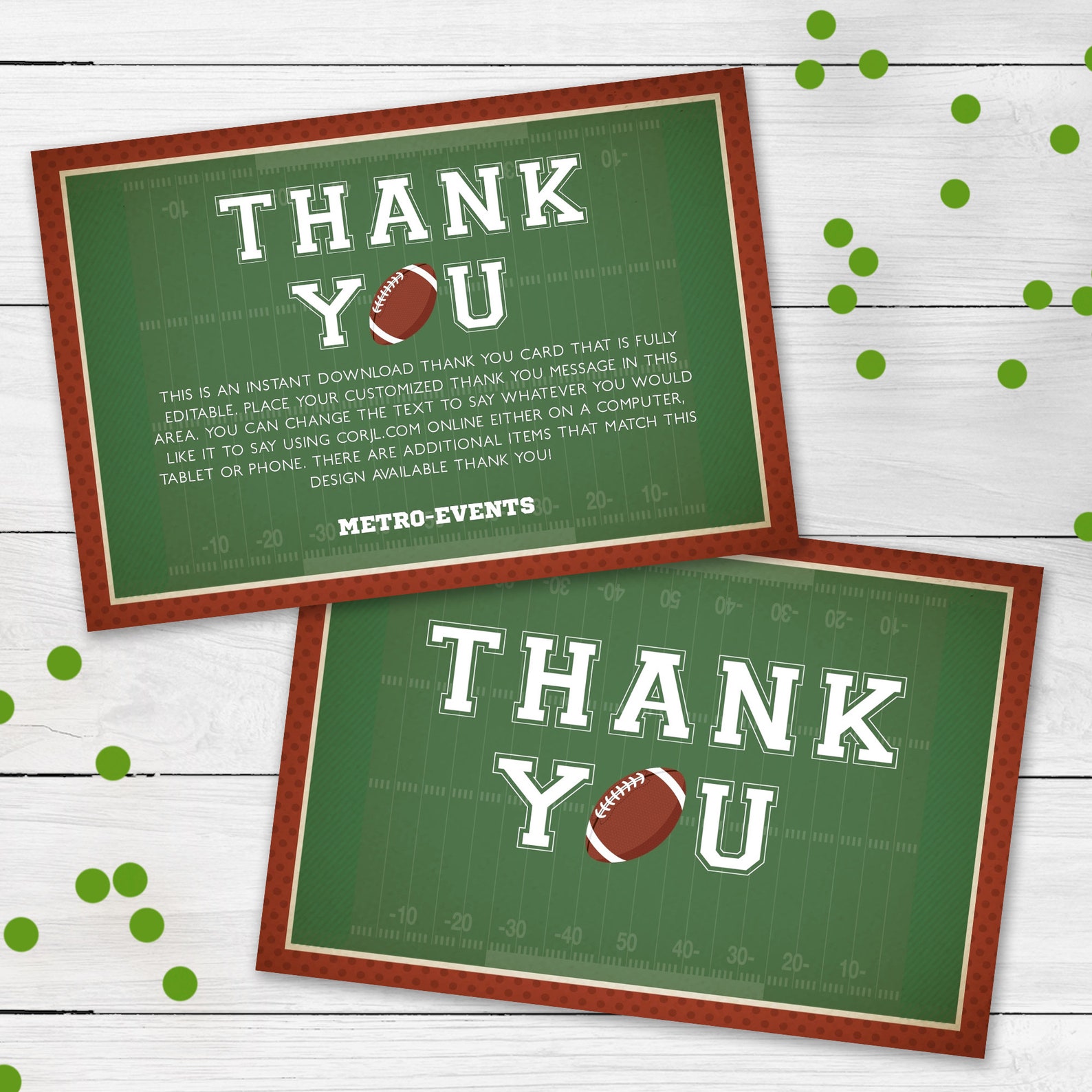 Football Thank You Cards Sports Thank You Notes American | Etsy