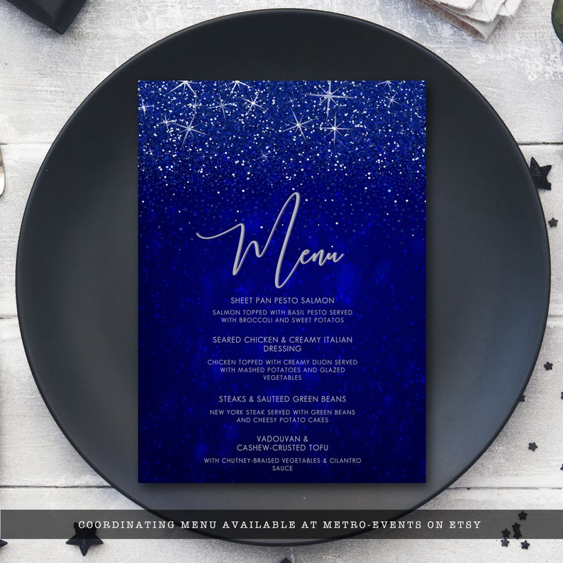 Royal Blue RSVP Card Glitter Rsvp Card Rsvp Card Template | Etsy