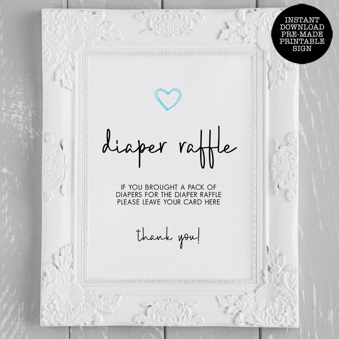 Diaper Raffle Sign Blue Diaper Raffle Signs Instant Download - Etsy