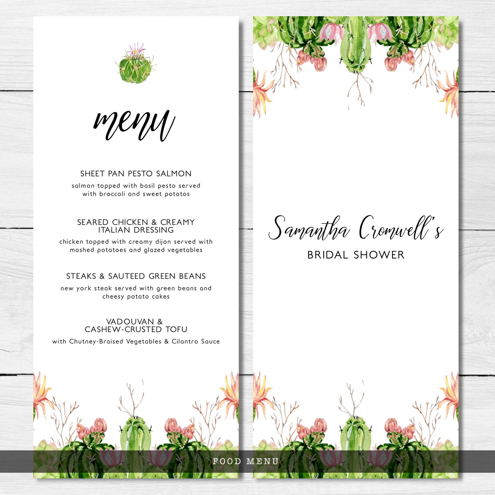 Cactus Dinner Menu Custom Cactus Menu Food Menu Cactus - Etsy