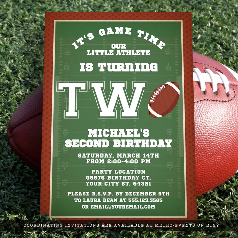 Football First Birthday Invitation American Football Birthday - Etsy
