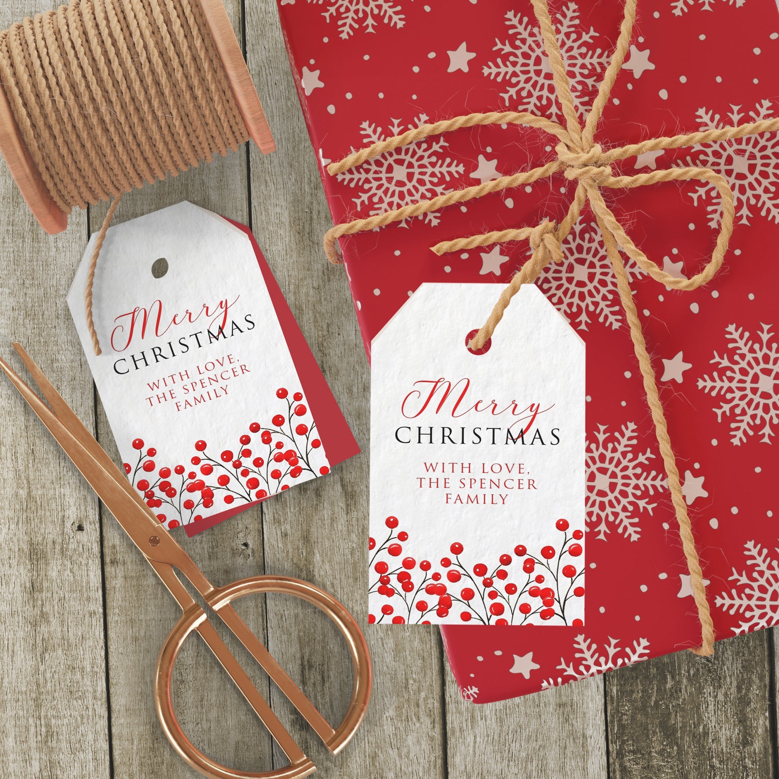 Holiday Tags Holly Berries Christmas Favor Tags Holiday Gift - Etsy