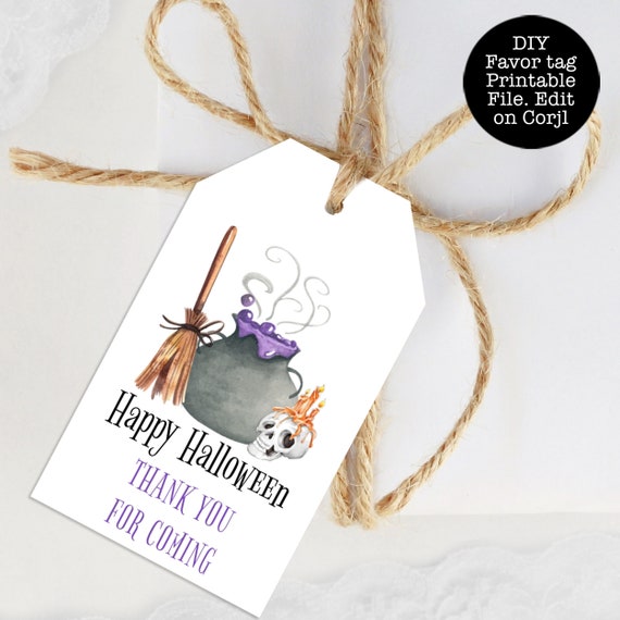 Witch Gift Tags, Halloween Party Favor Tags, Editable Favor Tags ...