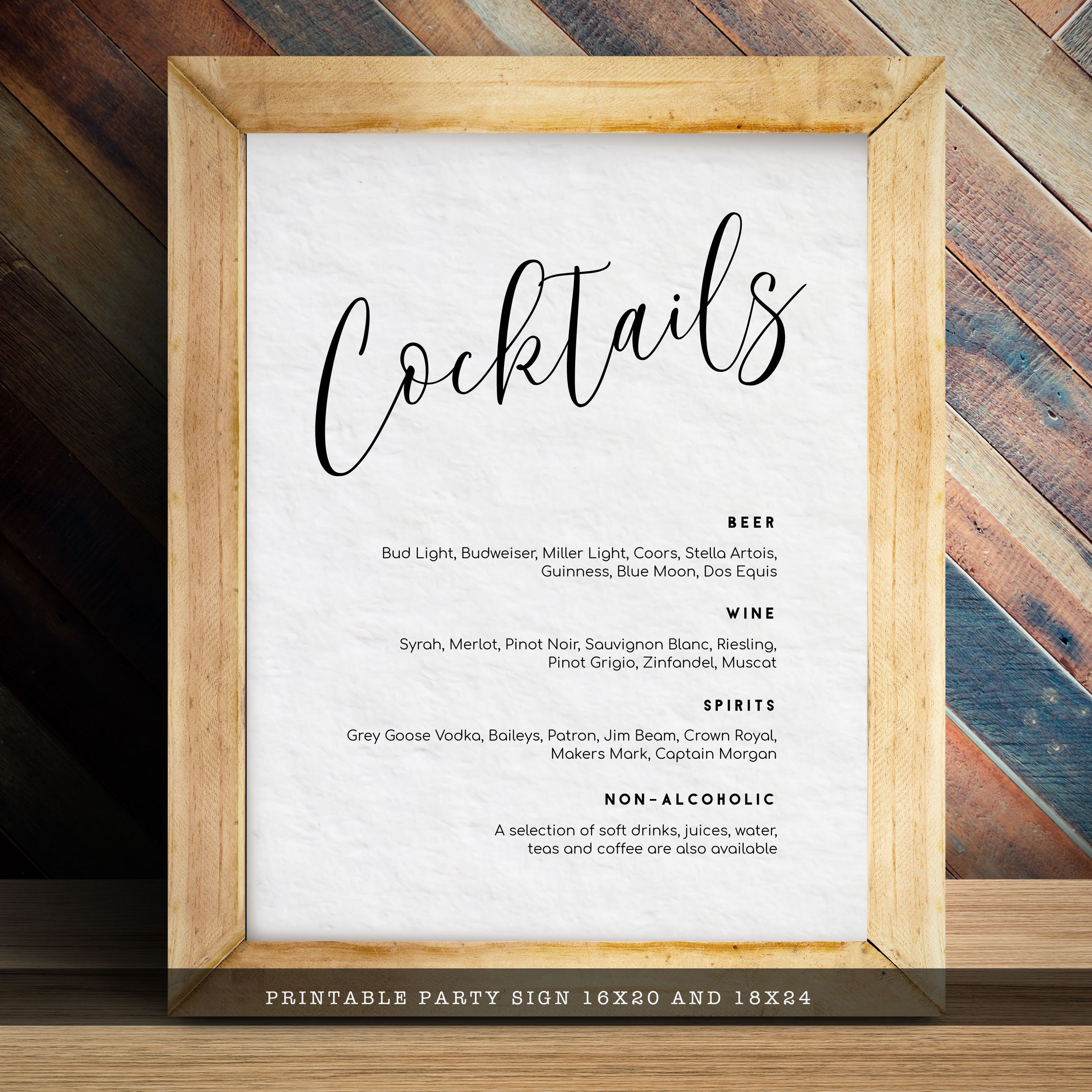 Cocktail Menu Signs Stylish Cocktail Sign Calligraphy Bar | Etsy