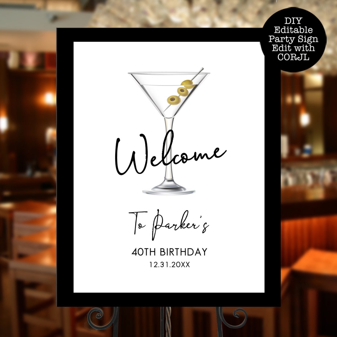 Black Retro Cocktail Welcome Signs Black and White Sign - Etsy