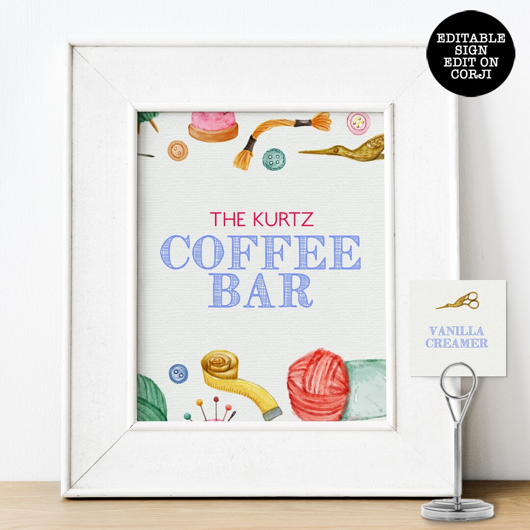 Craft Party Coffee Bar Sign, Printable Coffee Bar Sign, Printable ...