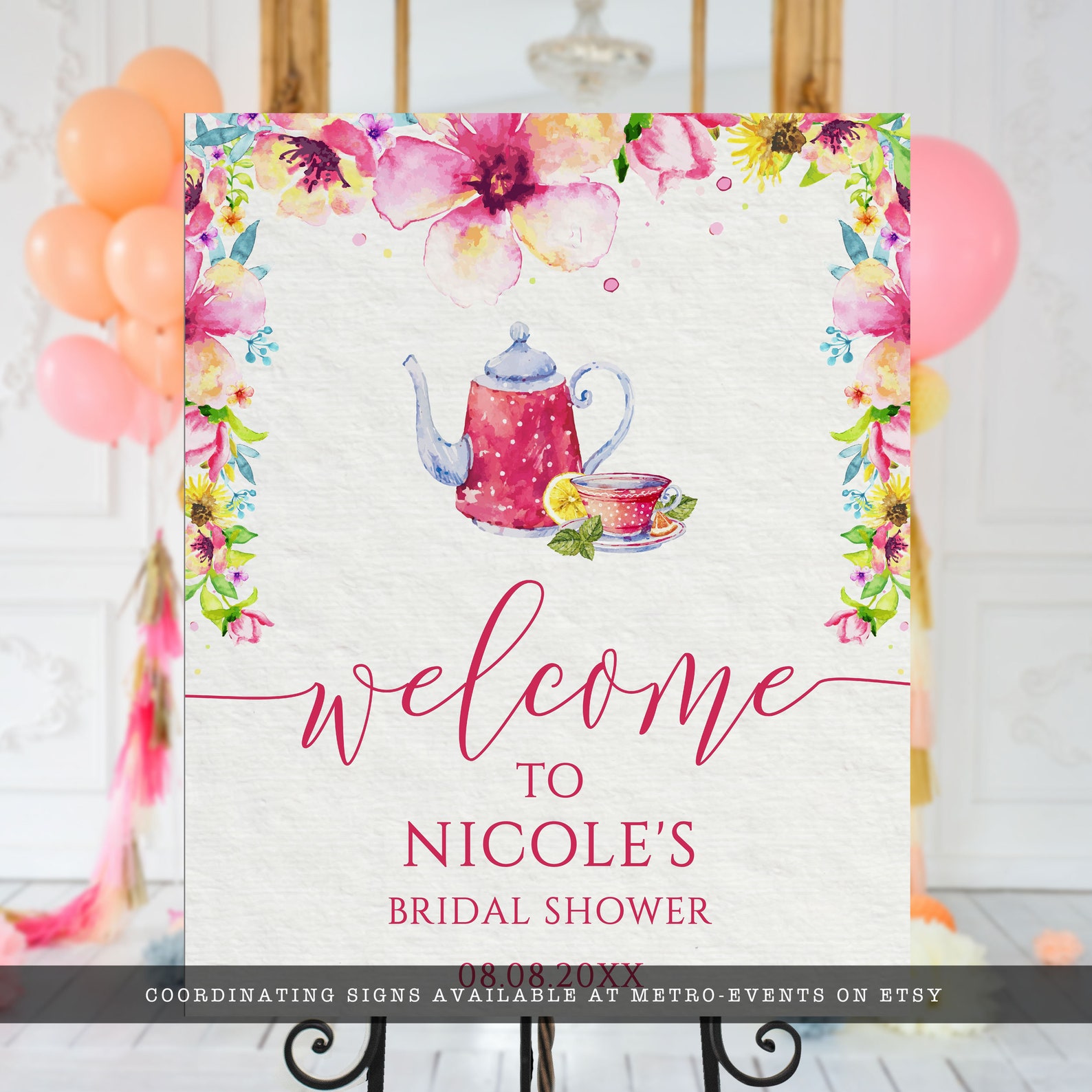 Pink Floral Bridal Shower Game, How Well Do You Know the Bride, Tea ...