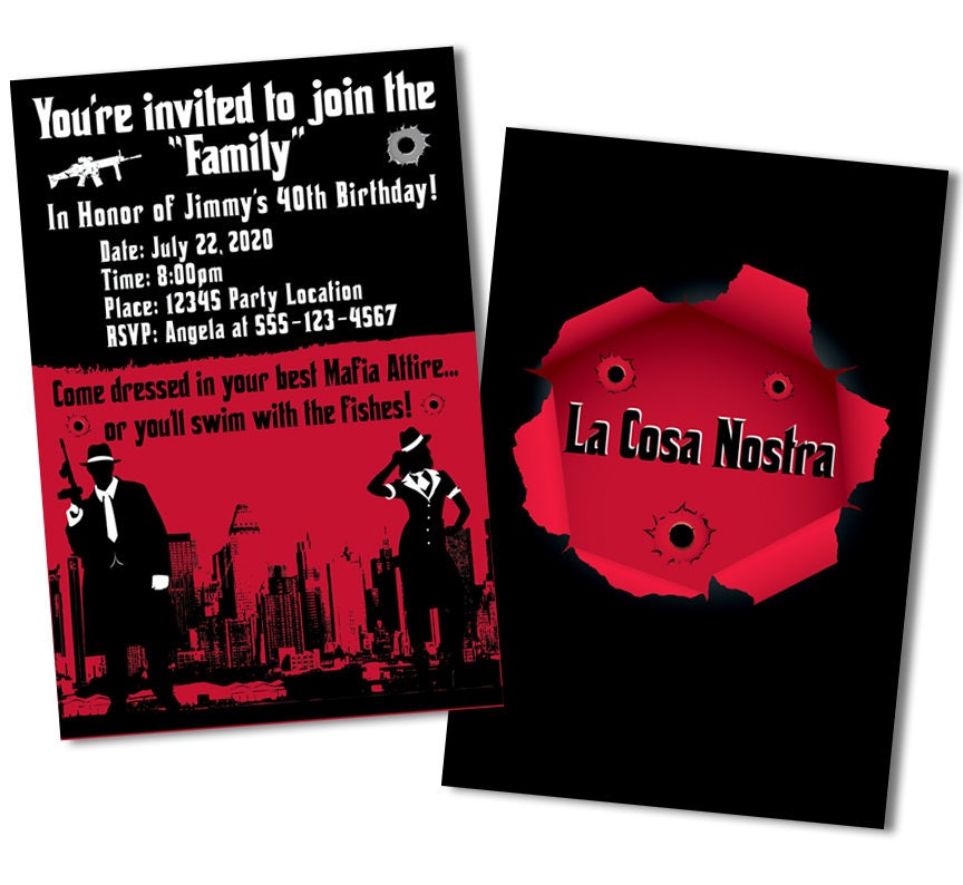 Mobster Invitations Mafia Invitations Mob Party Invitations | Etsy